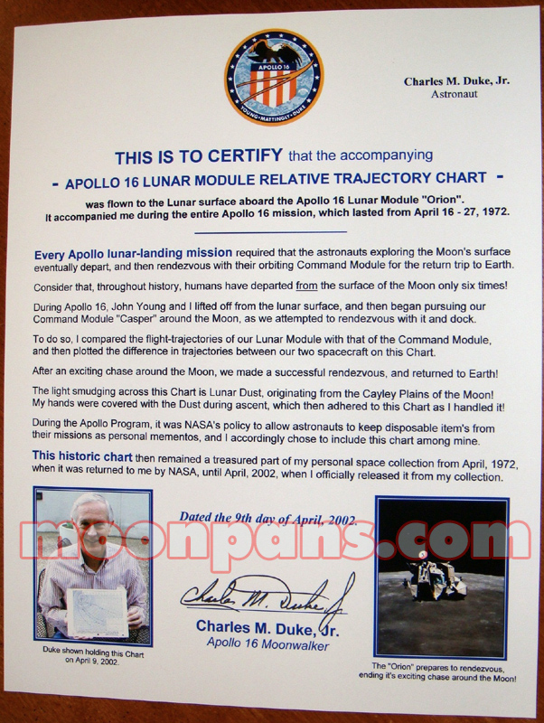 Apollo 16 Lunar Surface FlownDirect Ascent Chart