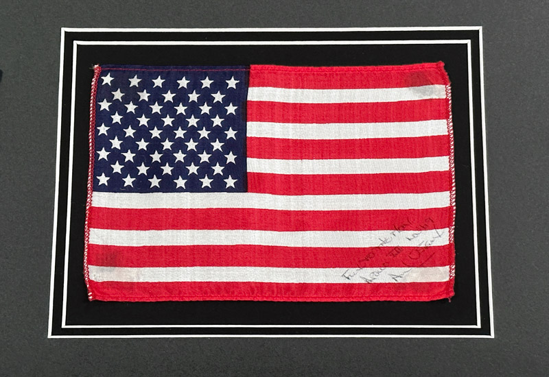 Apollo 12 Flown US Flag with Alan Bean Signed 20x16 Photo
