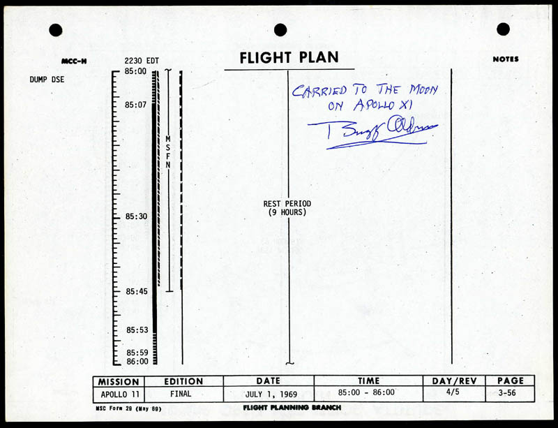 Apollo 11 Flown Flight Plan Page