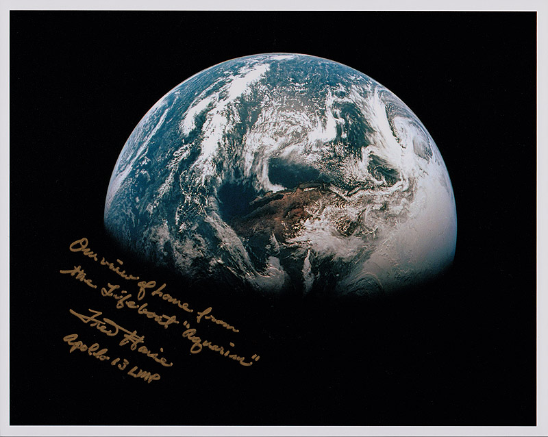 Apollo 13 10x8 Earth photo Signed by Fred Haise