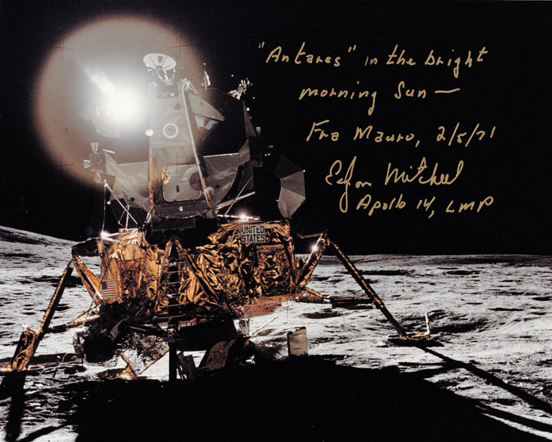 Edgar Mitchell Astronaut Autographs 10x8 Map Photo