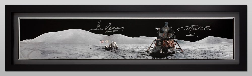 Apollo 17 Gene Cernan Autographs - Signed 40x8 Framed
