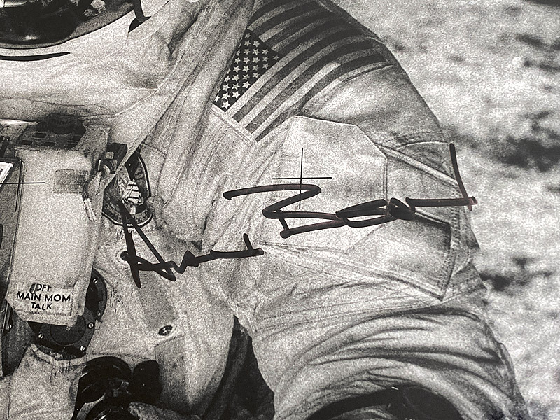 Alan Bean signed 20x16 Framed B+W Photo