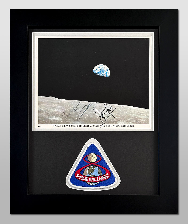 Apollo 8 Crew Astronaut Autographs 10x8 Earthrise Framed Litho