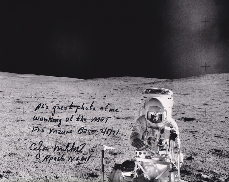 Edgar Mitchell Astronaut Autographs 10x8 MET Photo